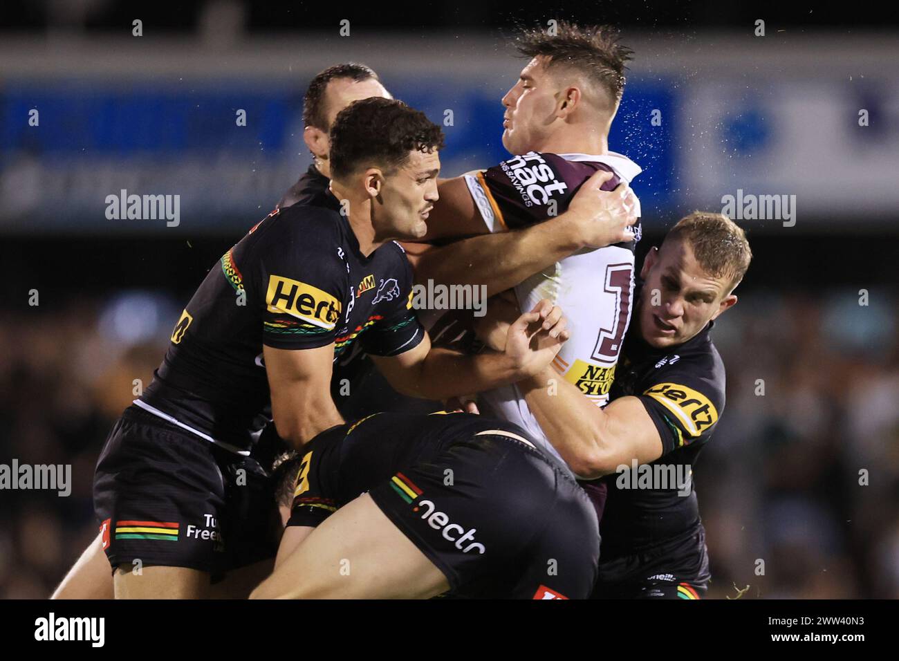 Sydney, Australia. 21st Mar, 2024. Fletcher Baker of the Broncos is ...