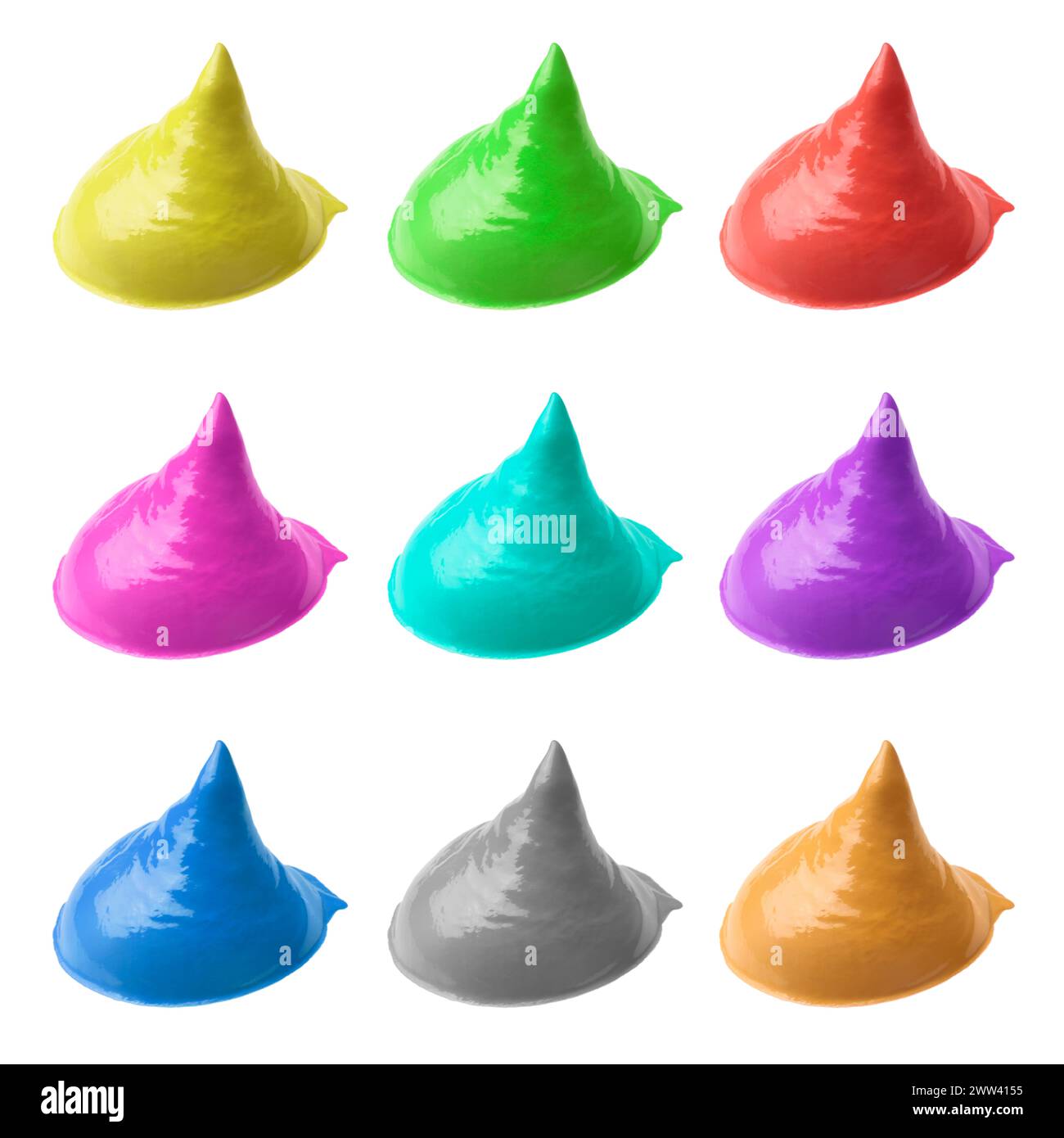 Paint blobs of different colors on white background, set Stock Photo - Alamy