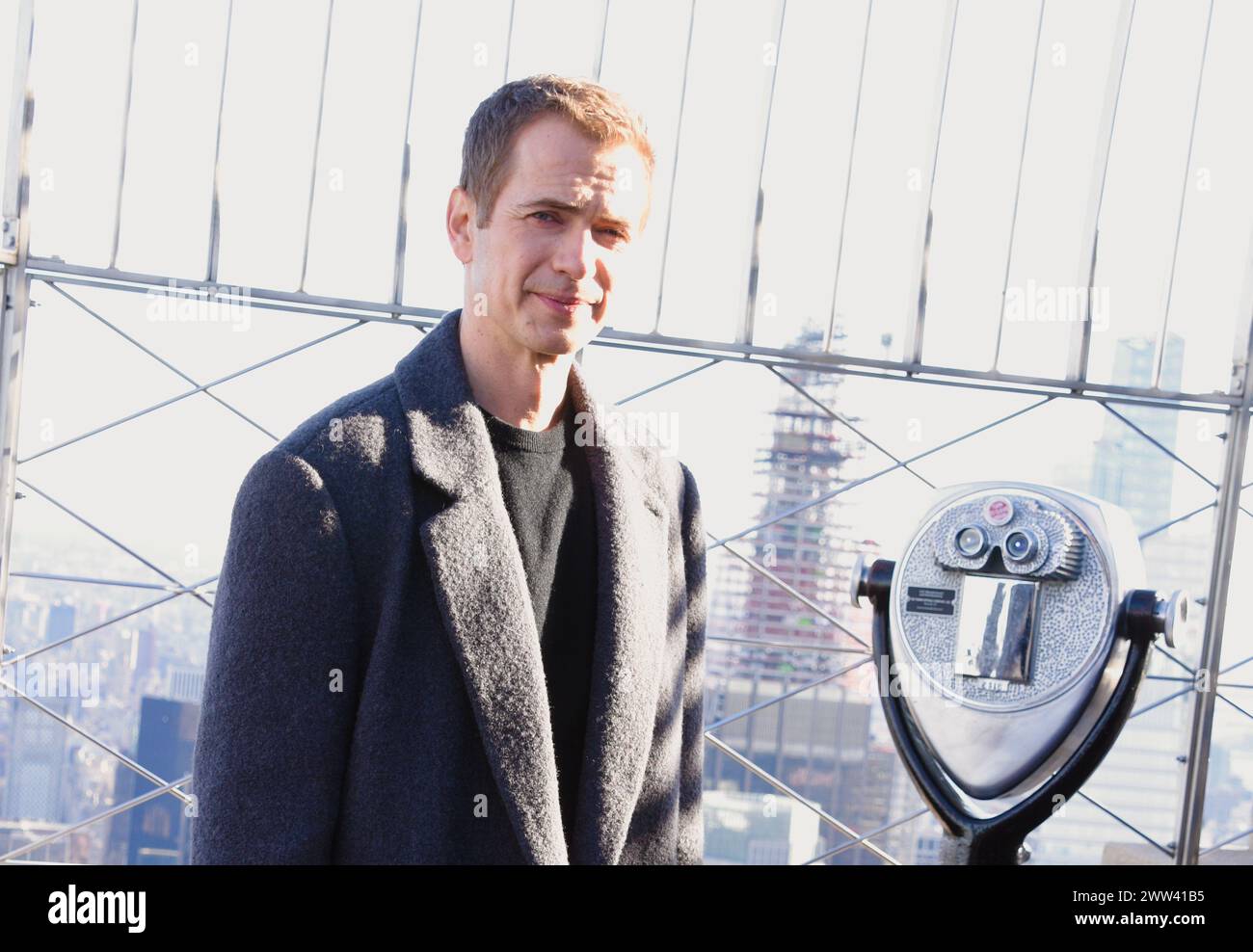 New York, NY, USA. 21st Mar, 2024. Hayden Christensen lights the Empire State Building to ...