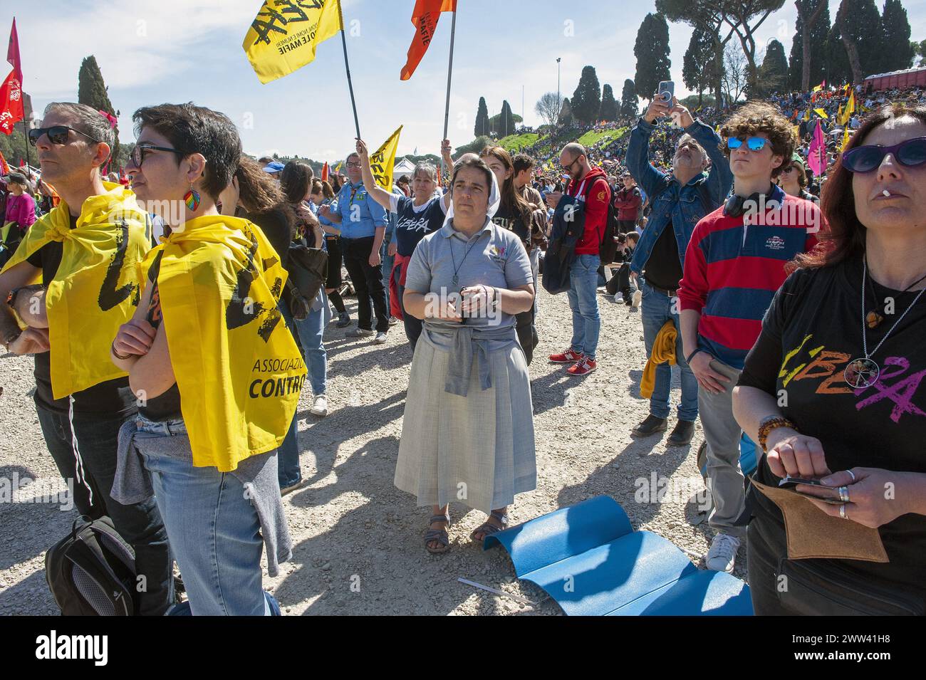 Italy, Rome, 2024/3/21. Demonstrators at the Circus Maximus during a ...