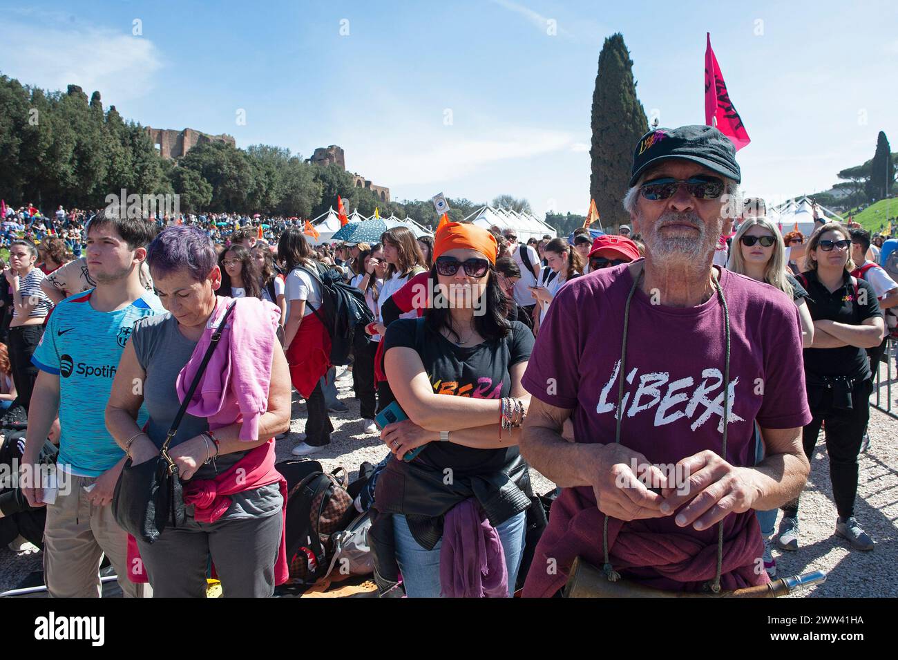 Italy, Rome, 2024/3/21. Demonstrators at the Circus Maximus during a ...