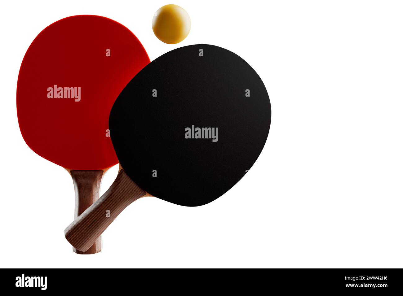 Crossed rackets for table tennis, ping pong and ball on an isolated ...