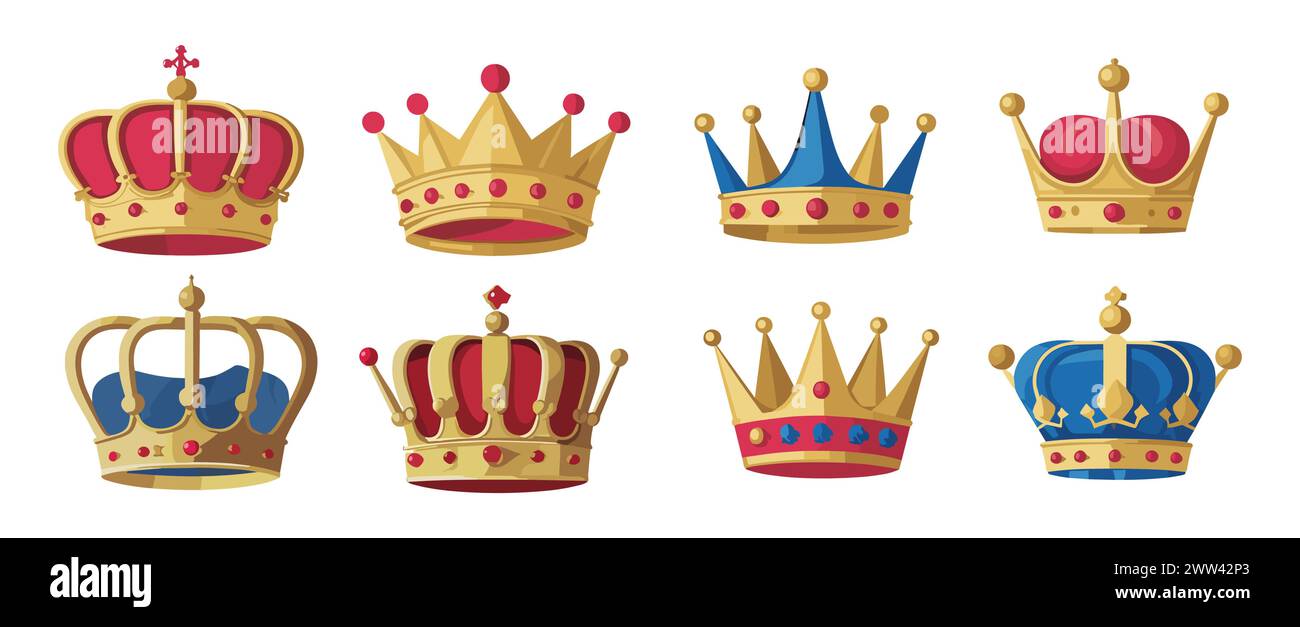 Set of different Crowns vector isolated on white Stock Vector Image ...
