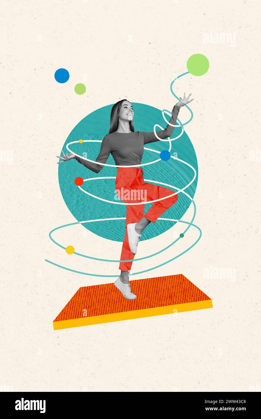 Creative abstract template collage of young female ideas concept ...