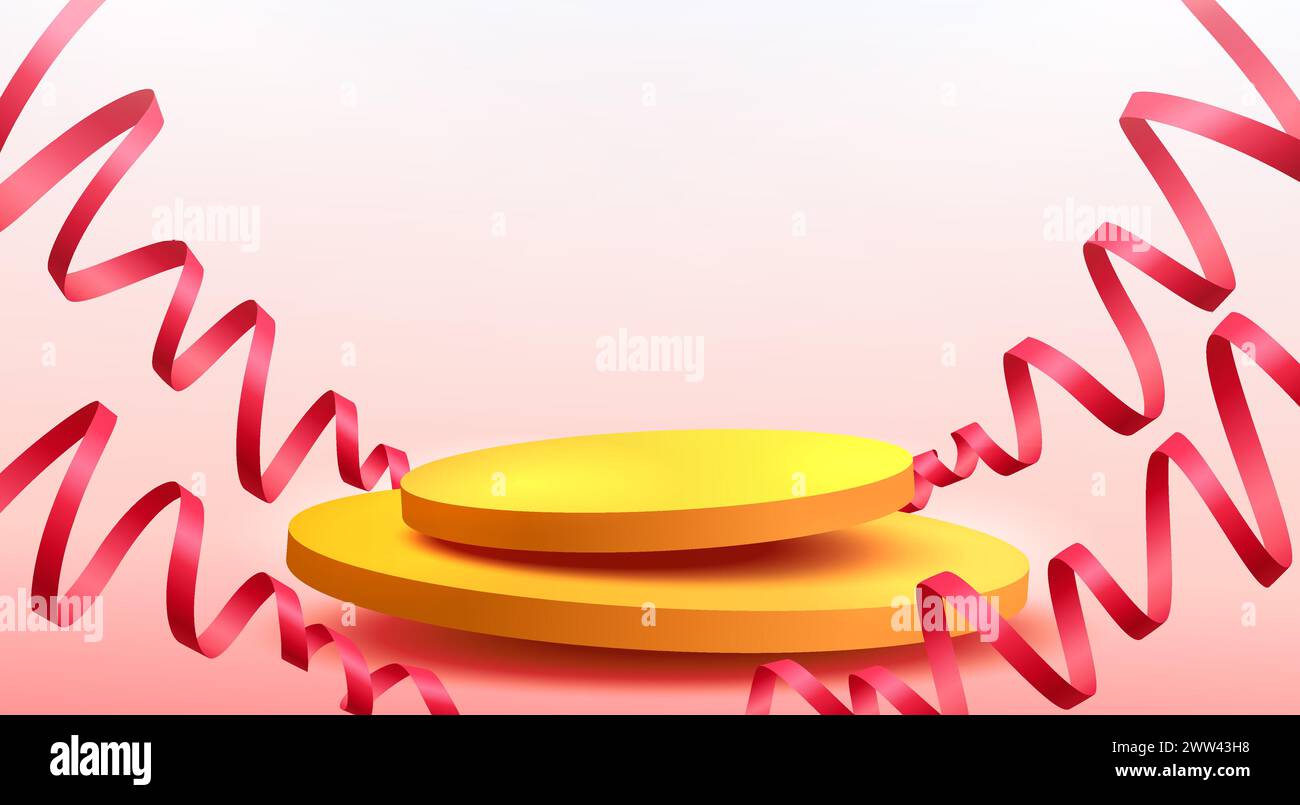 Abstract scene background. Cylinder podium background with confetti and ...