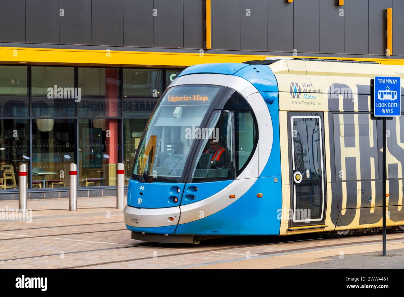 Wolverhampton, UK - March 21 2024: West Midlands Metro leaving a stop ...