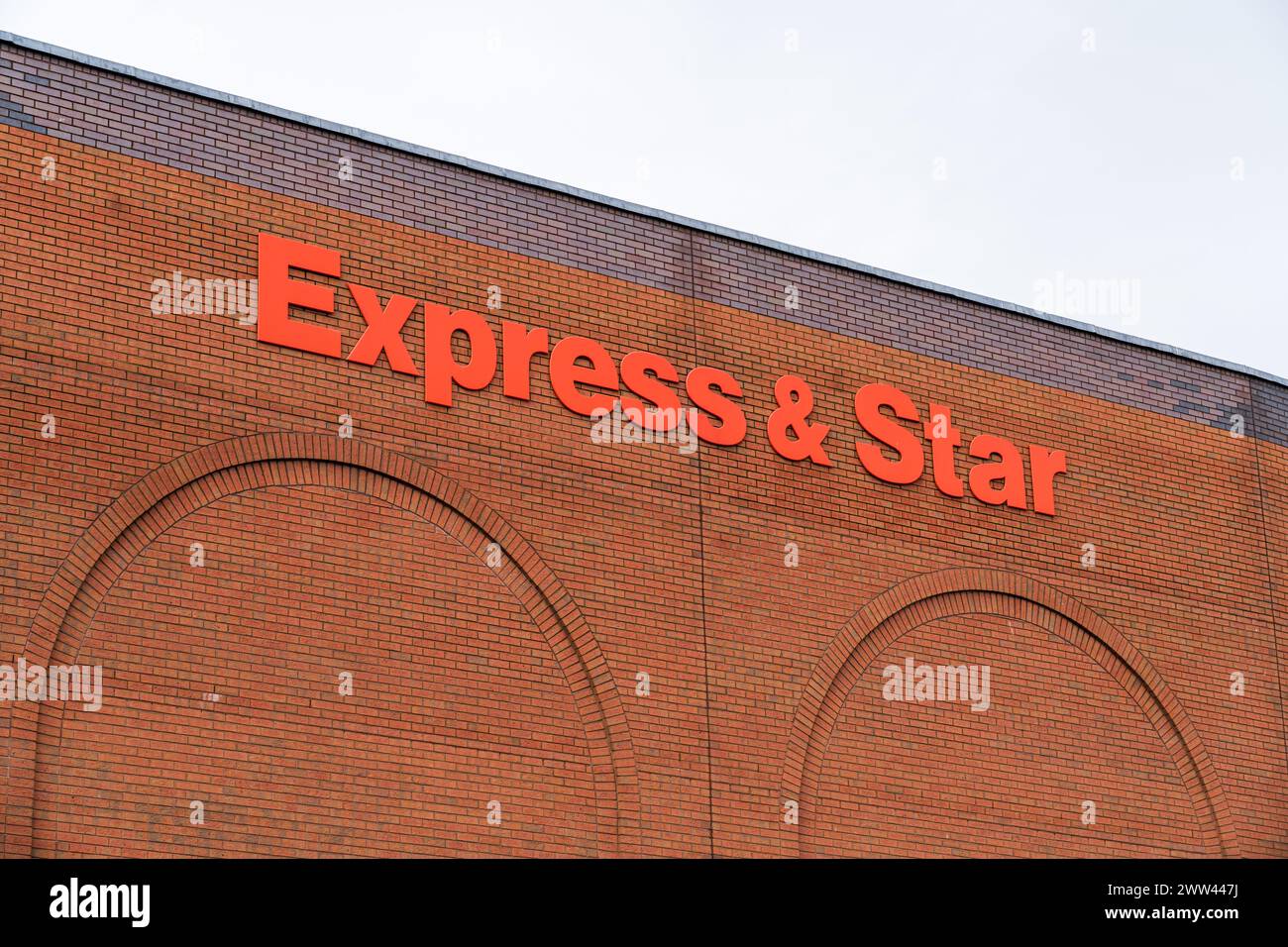 Wolverhampton, UK - March 21 2024: Exterior signage of the West Midlands Newspaper Company ...