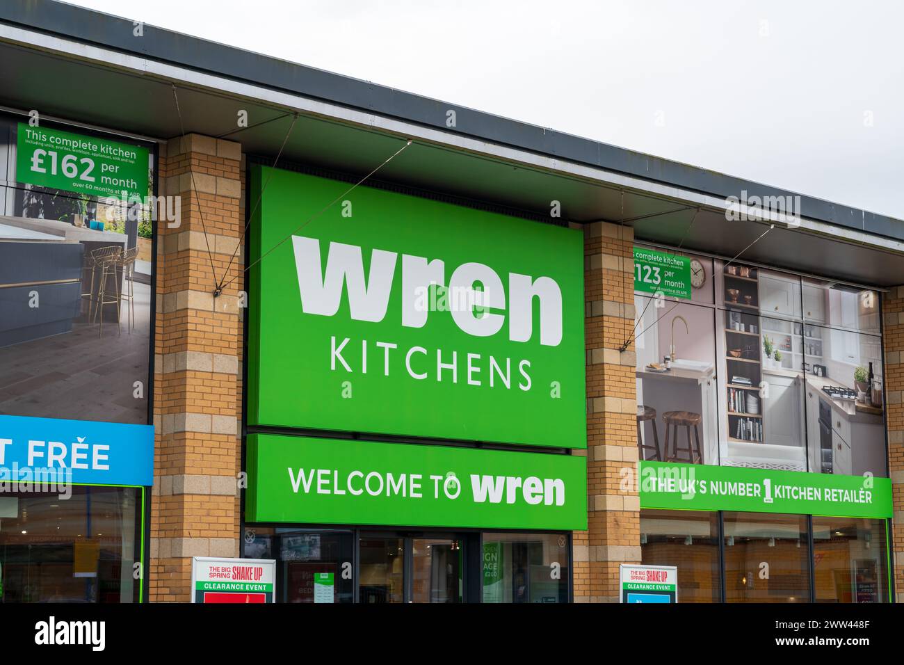 Wolverhampton, UK - March 21 2024: Outside signage of Wren Kitchens ...