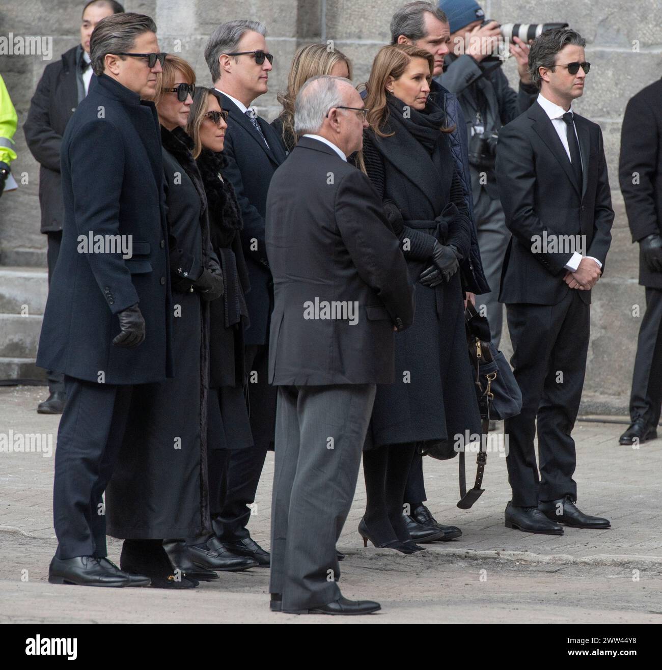 Family members look on as the casket of former Prime Minister Brian ...