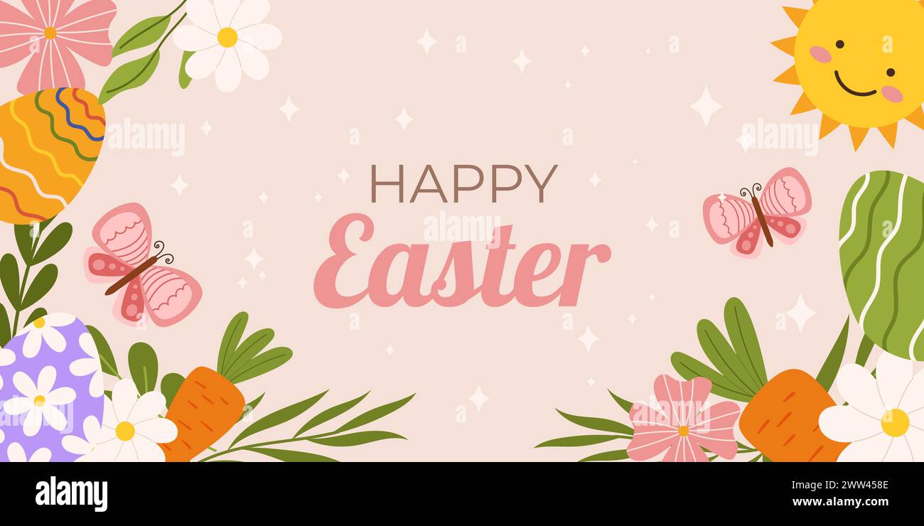 Easter horizontal background template. Design for celebration spring ...