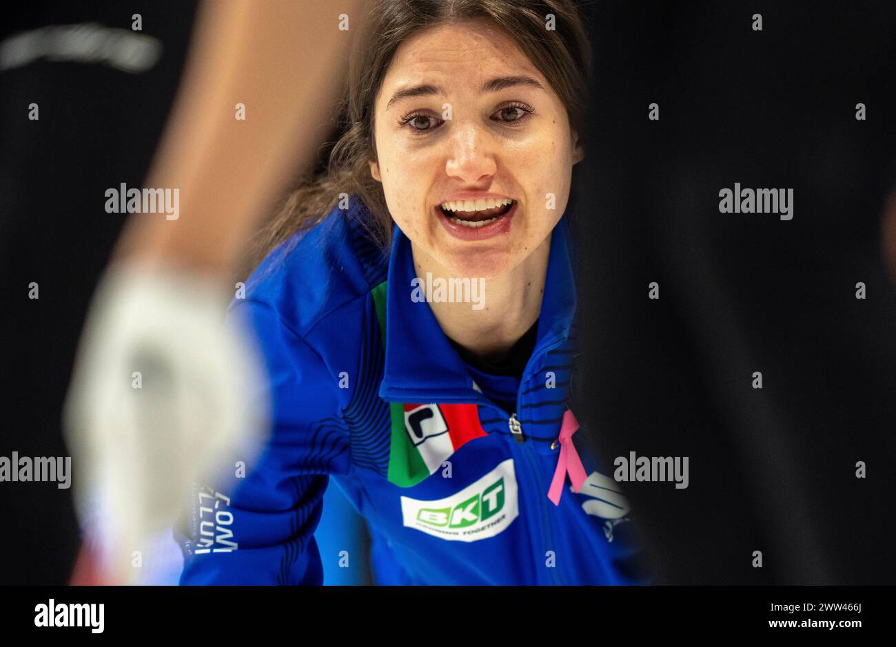 Sydney, Canada. 21st Mar, 2024. Italy skip Stefania Constantini calls a ...