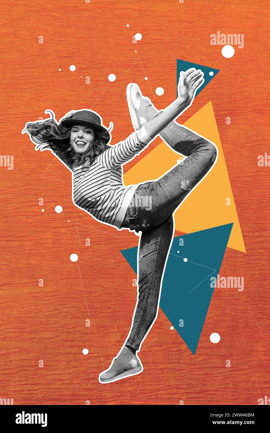 Composite trend artwork sketch image 3D photo collage of young active ...