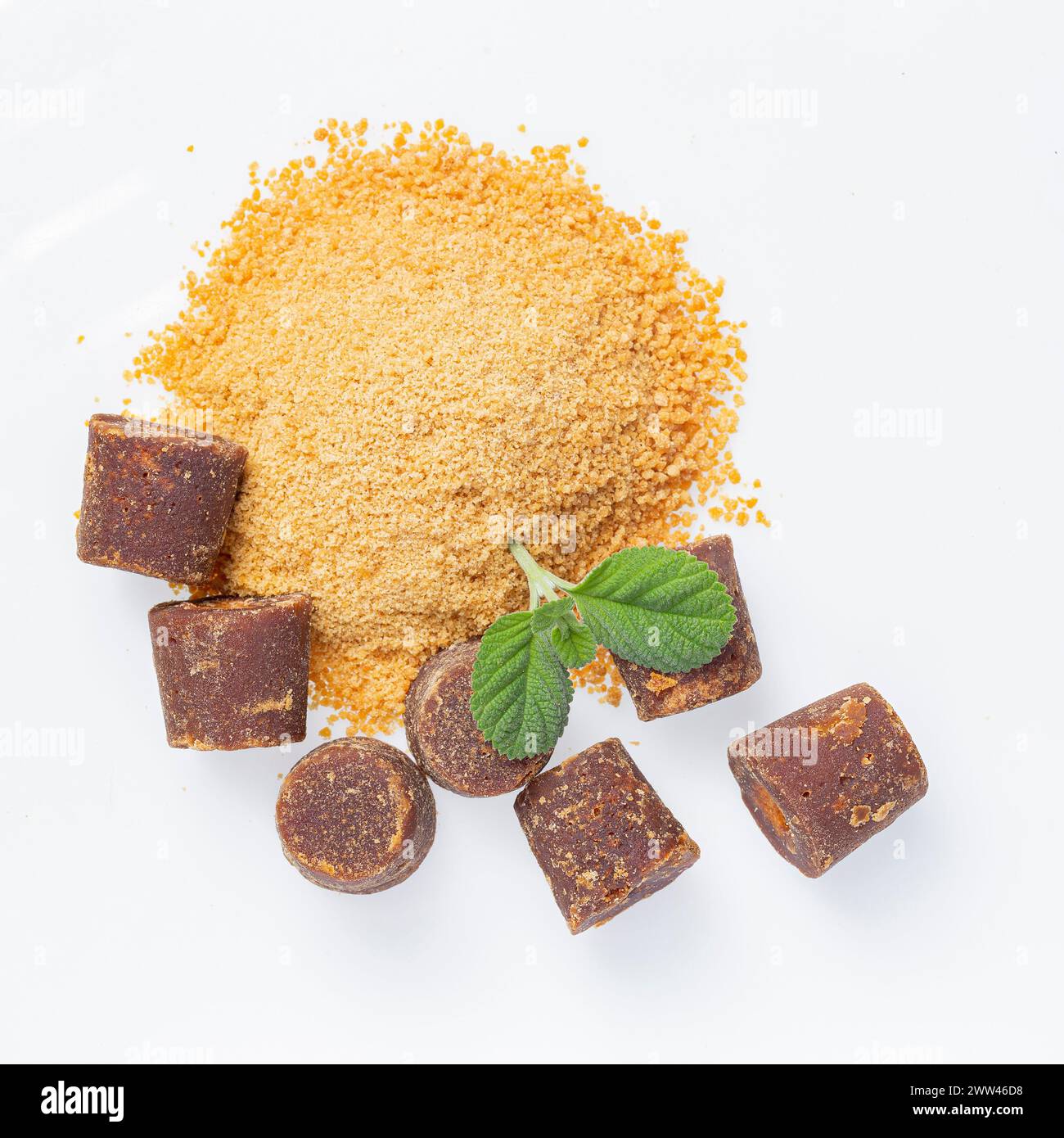 Piloncillo en bar and ground piloncillo, a product of sugar cane Stock ...