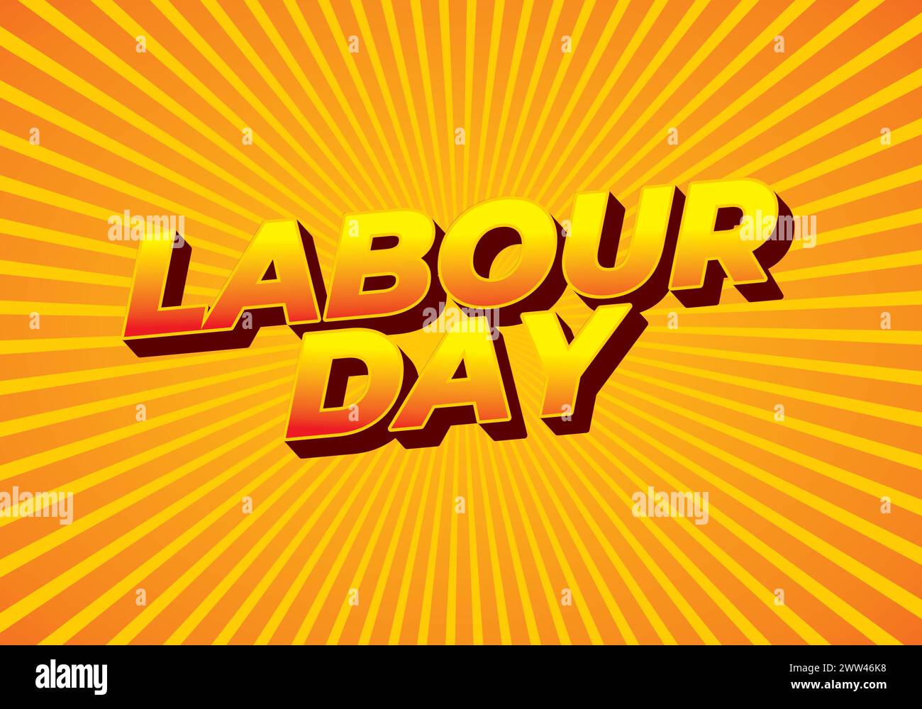Labour day. Text effect design in yellow orange color with eye catching ...