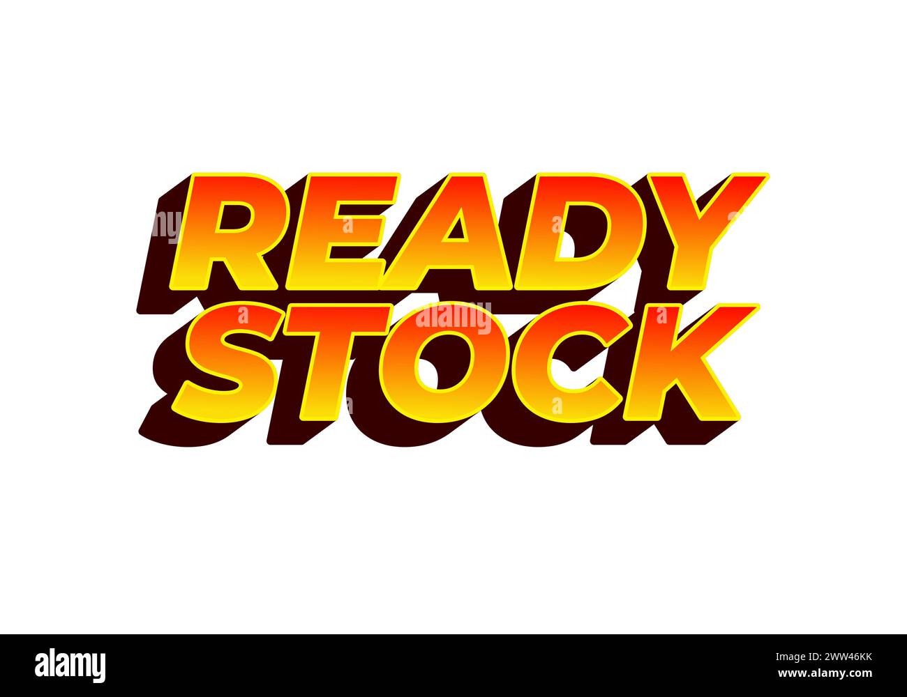 Ready stock. Text effect design in 3 dimension style in yellow red ...