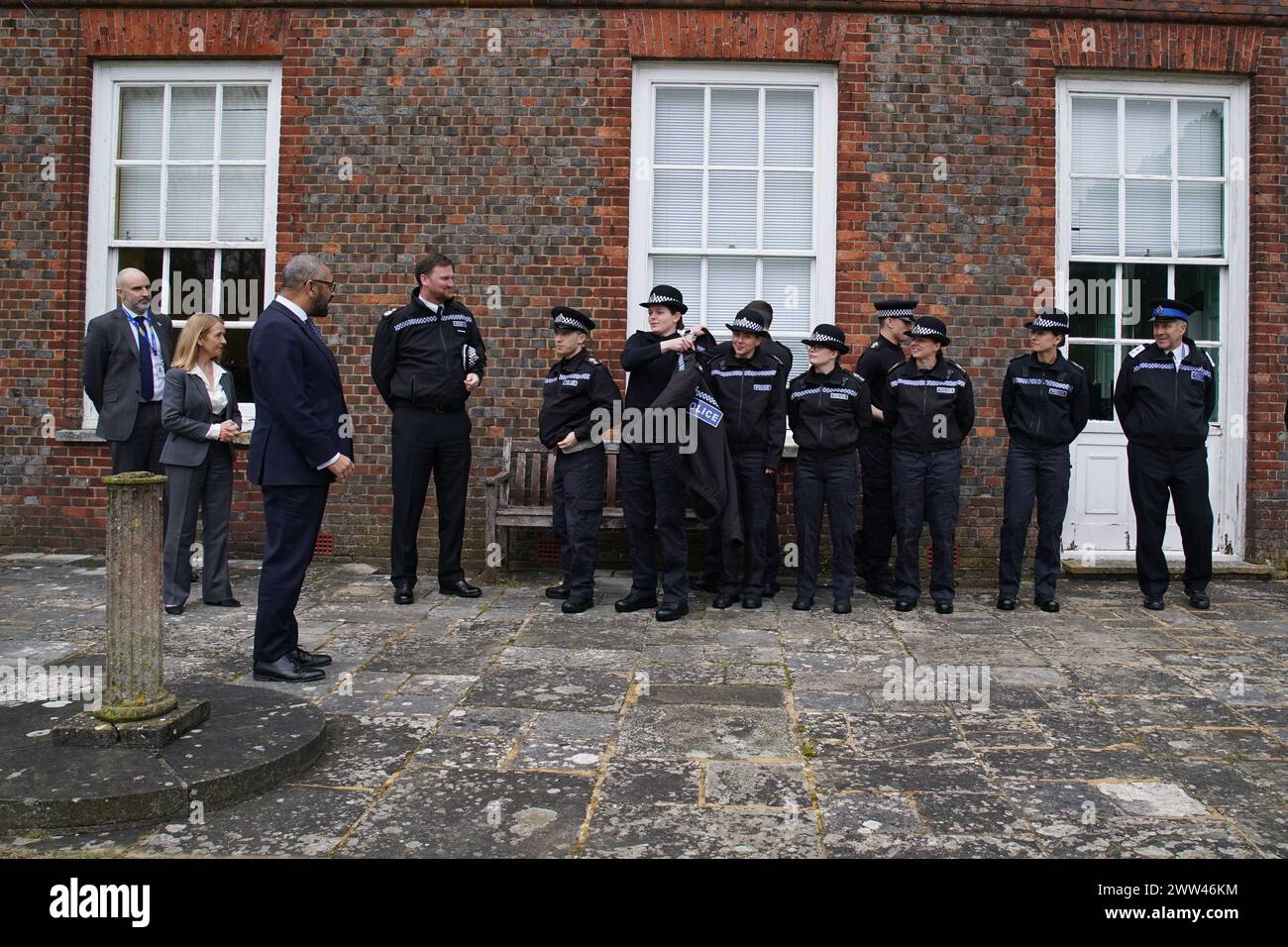 Home Secretary James Cleverly meets police recruits during a visit to ...