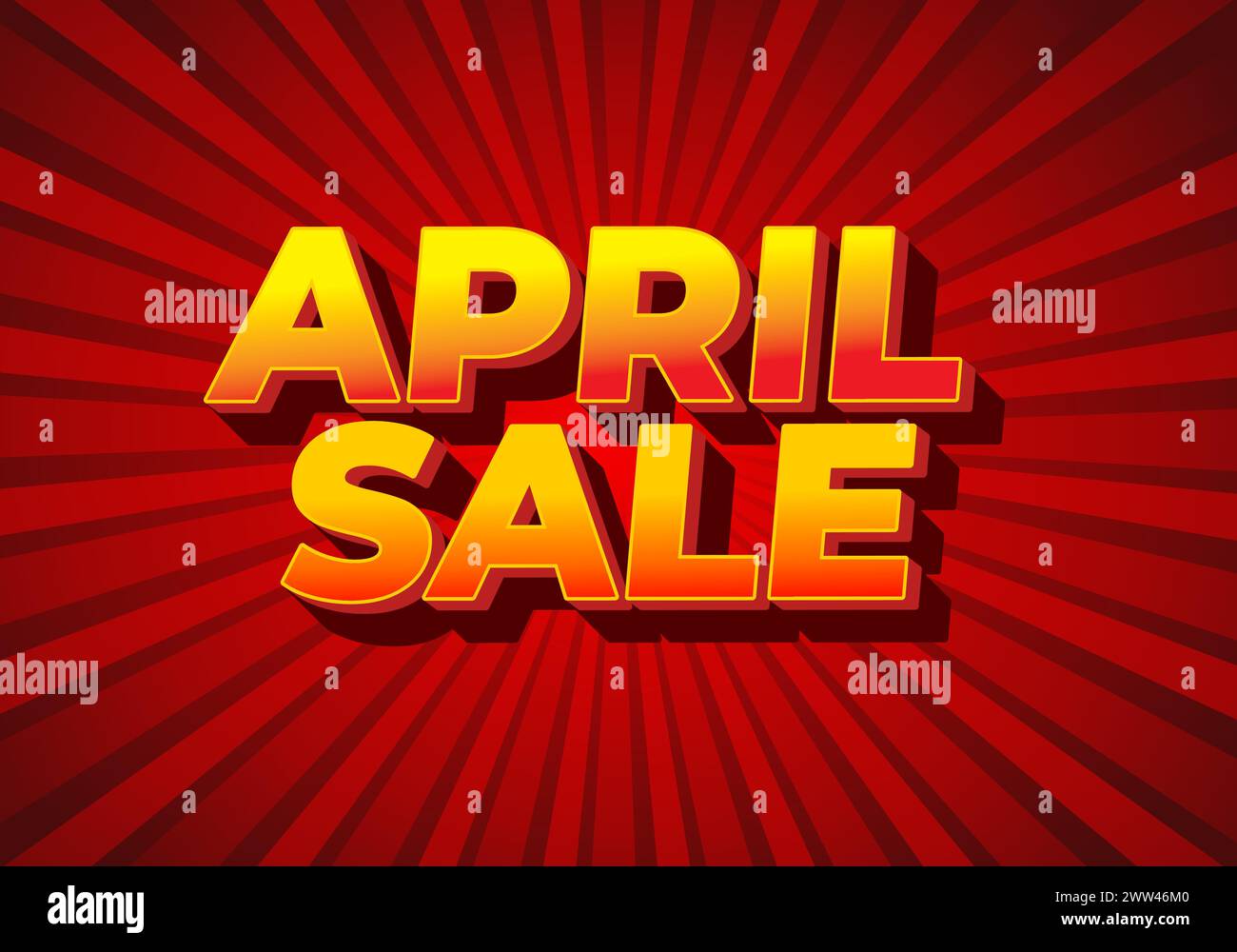 April sale. Text effect design in 3 dimension style Stock Vector Image ...