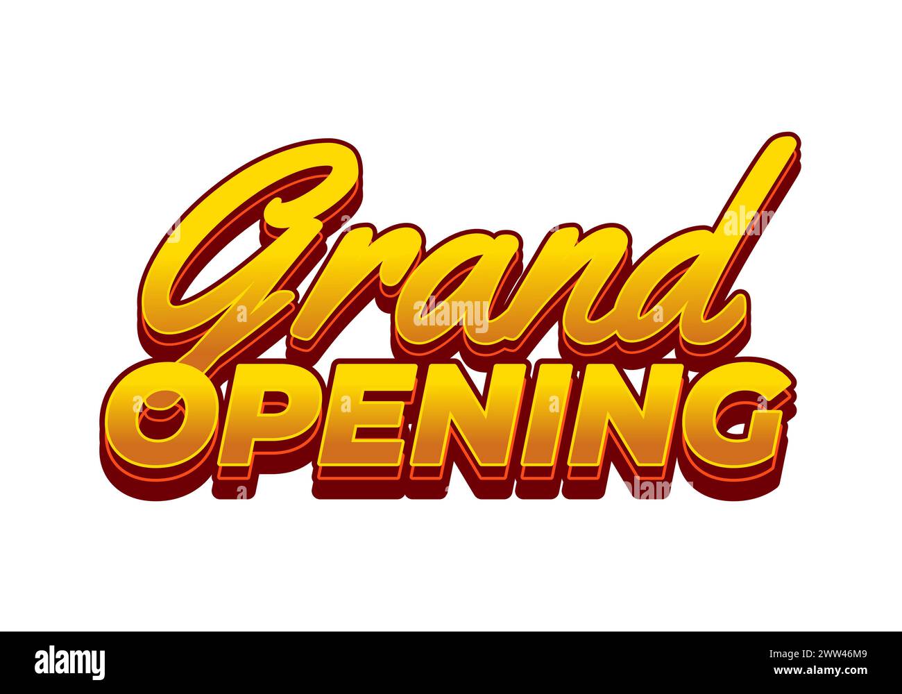Grand opening. Text effect design in yellow red color with 3 dimension ...