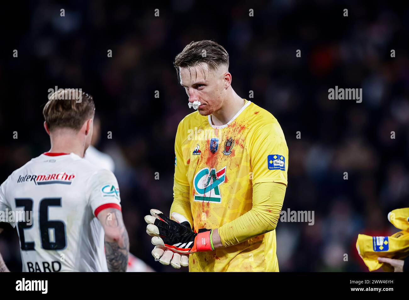 Paris, France. 13th Mar, 2024. Goalkeeper Marcin Bulka of Nice gets ...