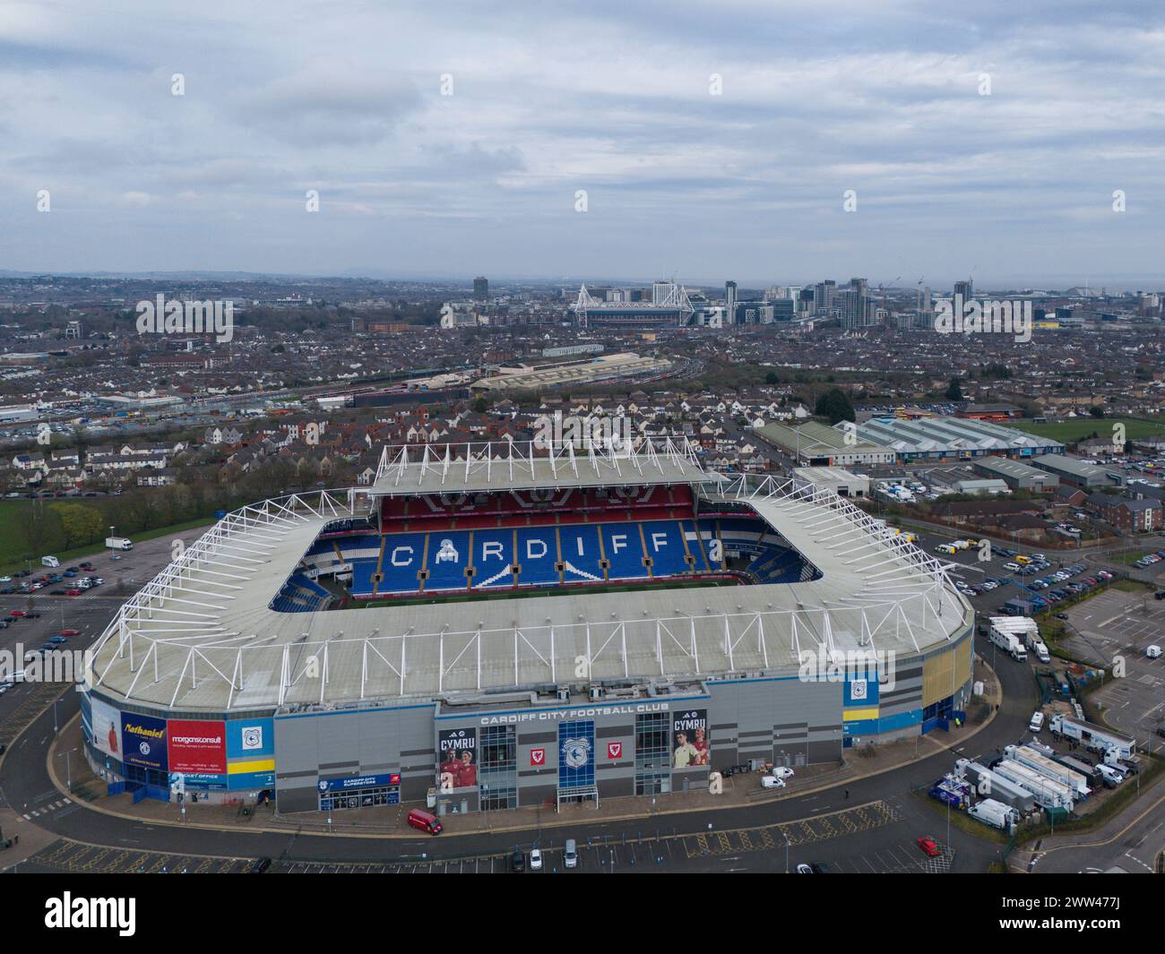 An Aerial view of Cardiff City Stadium ahead of the UEFA Euro ...