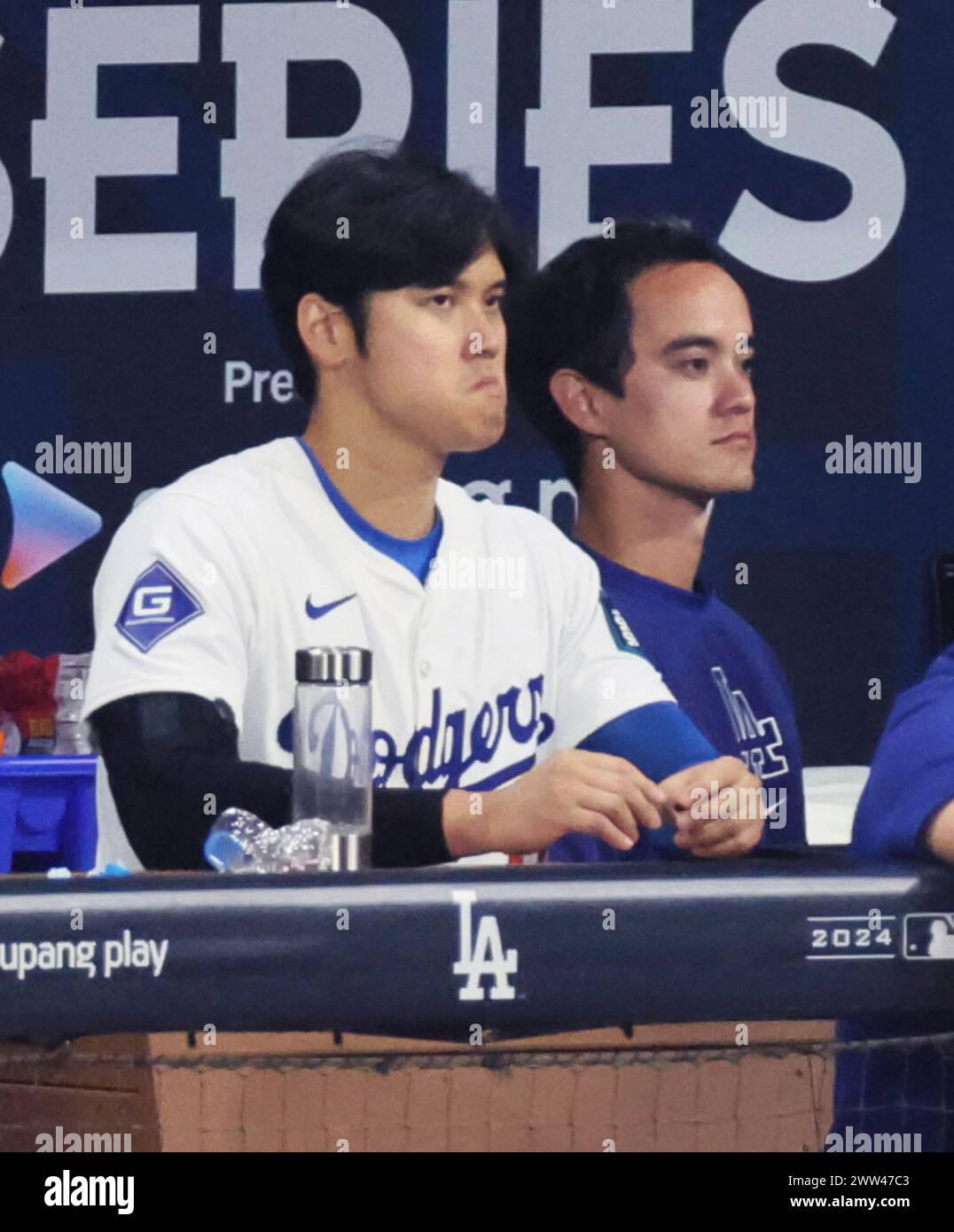 Will Ireton, translator of the Los Angeles Dodgers is seen with Shohei ...
