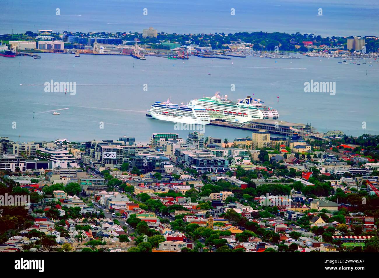 Melbourne Australia Victoria Port Phillip Bay Harbour Indian Ocean with ...