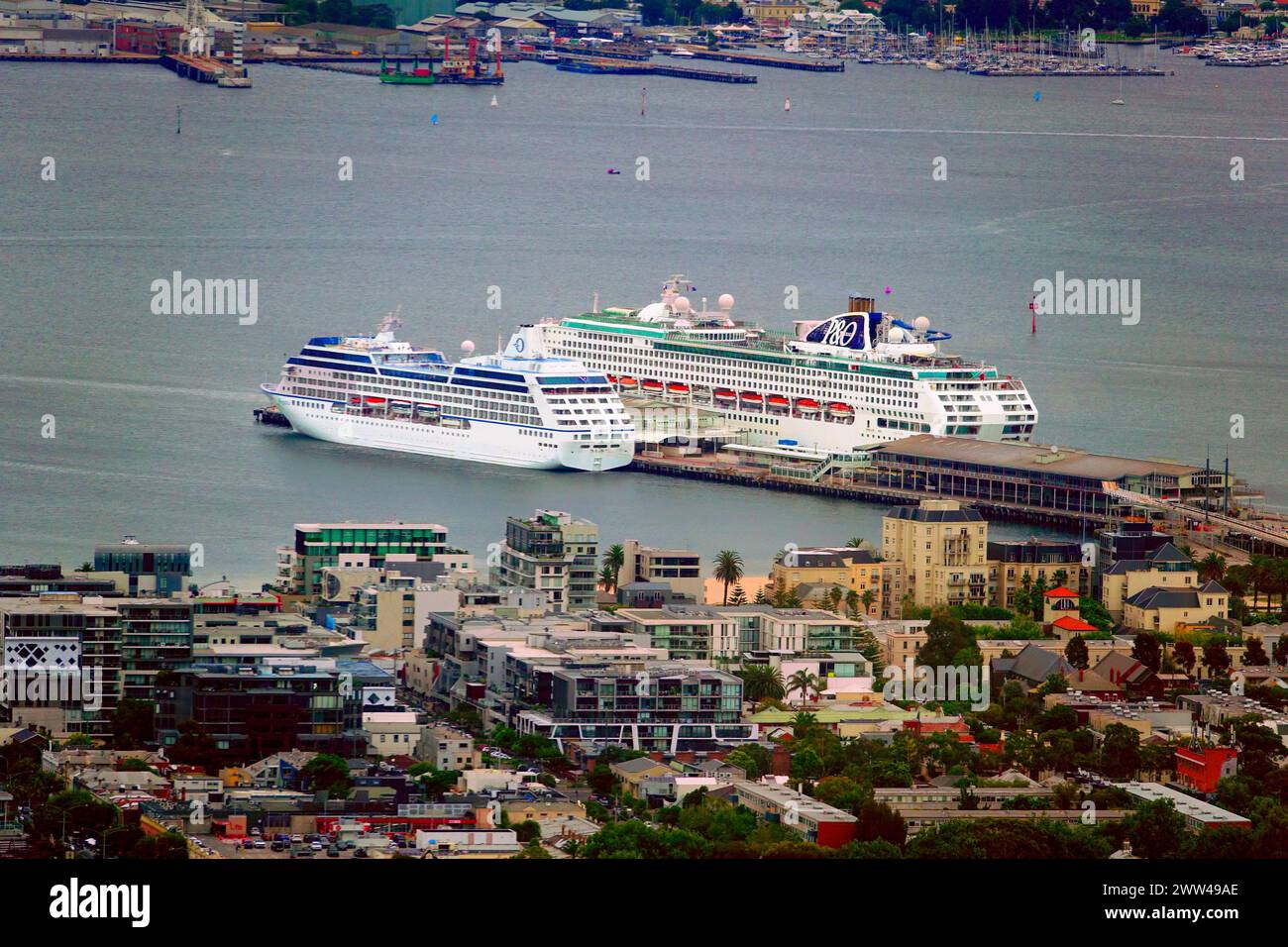 Melbourne Australia Victoria Port Phillip Bay Harbour Indian Ocean with ...