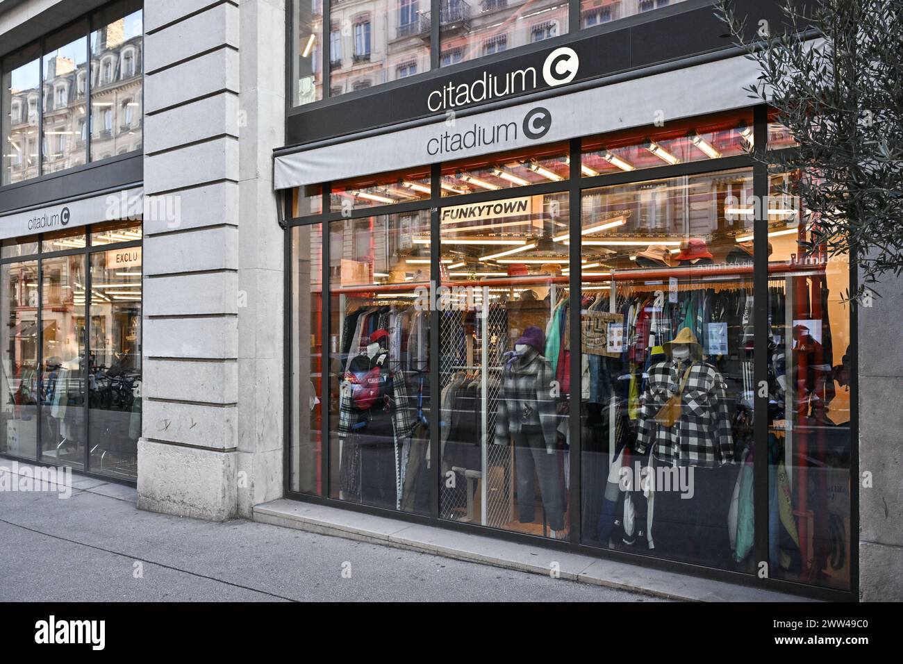 Lyon, France. 27th Jan, 2024. Citadium Illustration of commercial signs ...