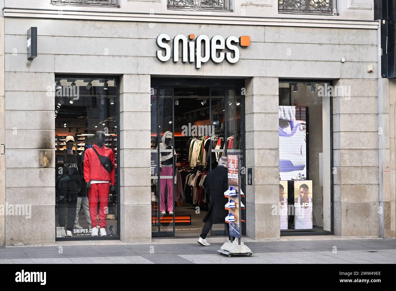 Snipes Illustration of commercial signs and shops in Lyon, France on ...