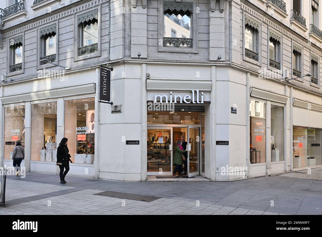 Minelli Illustration of commercial signs and shops in Lyon, France on ...