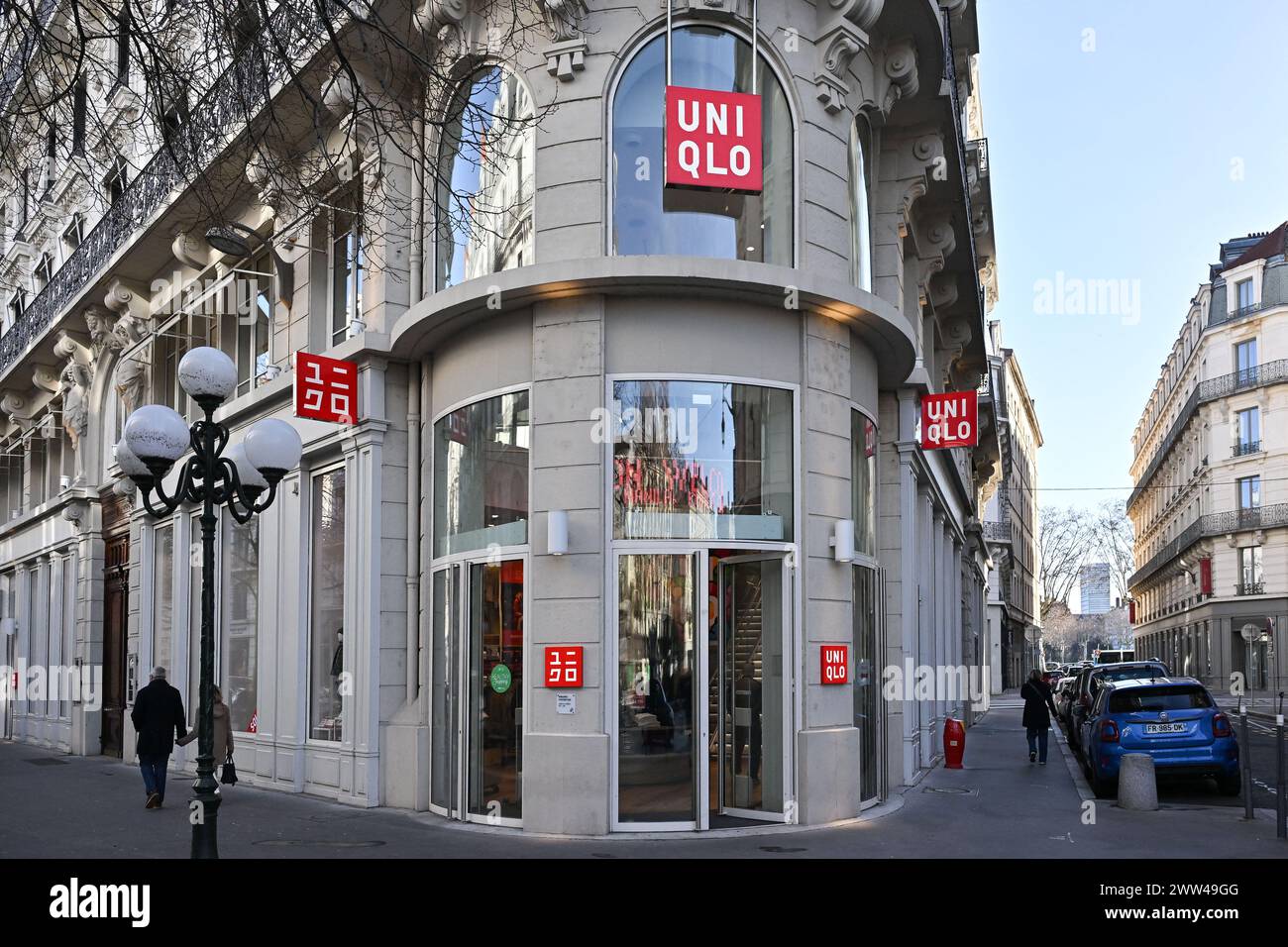 Uniqlo Illustration of commercial signs and shops in Lyon, France on ...