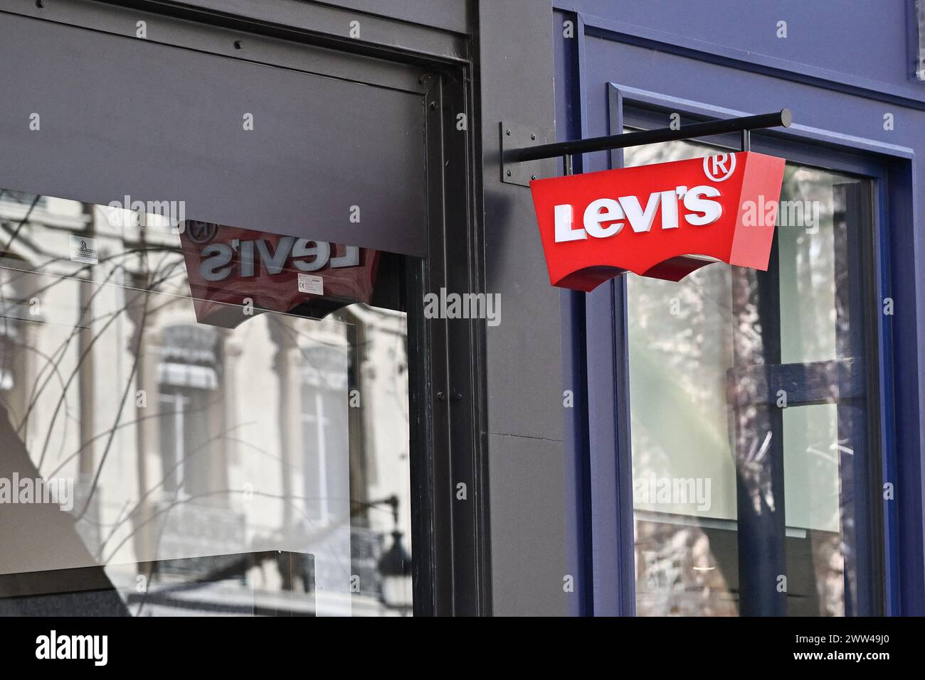 Levis Illustration of commercial signs and shops in Lyon, France on ...