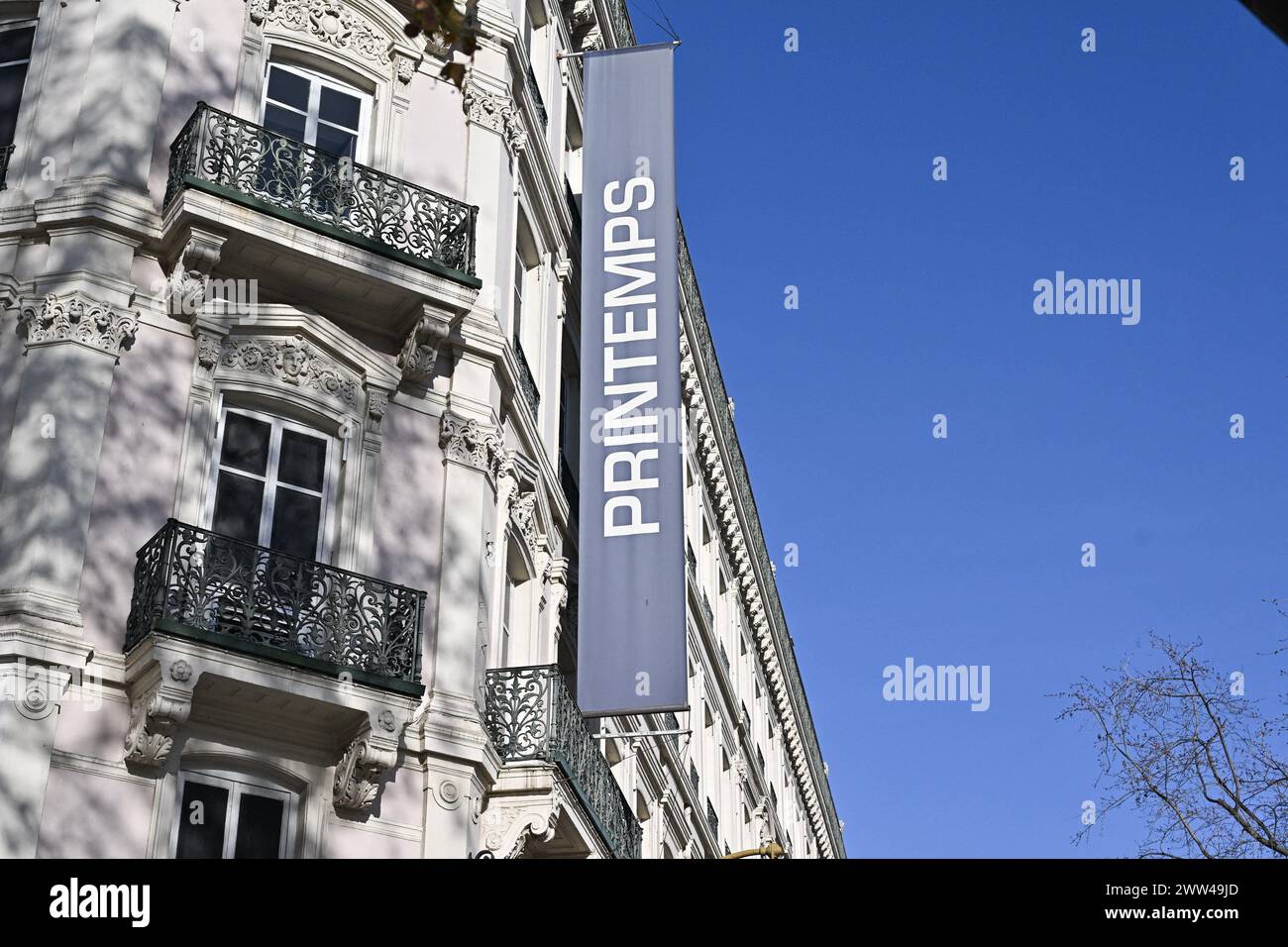 Printemps Illustration of commercial signs and shops in Lyon, France on ...