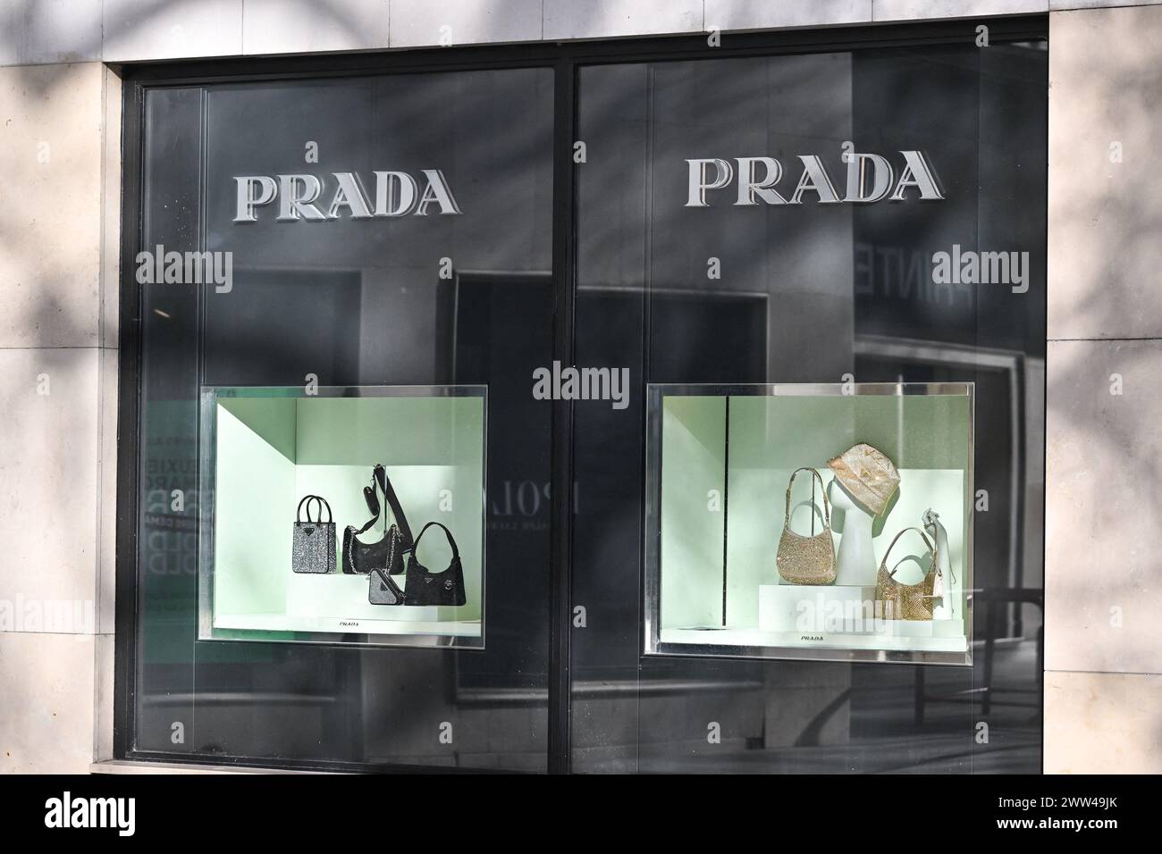 Prada Illustration of commercial signs and shops in Lyon, France on ...