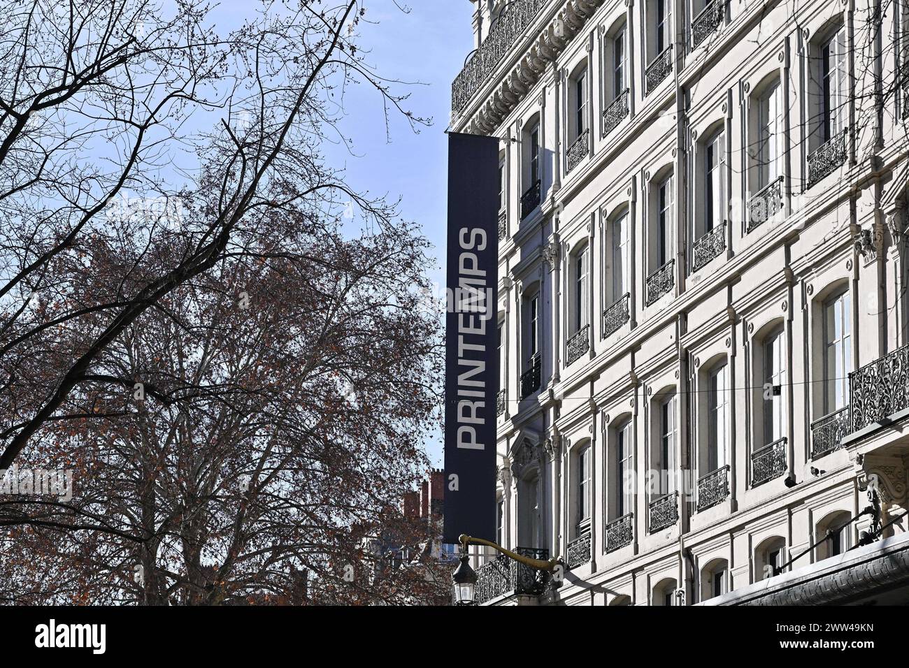 Printemps Illustration of commercial signs and shops in Lyon, France on ...