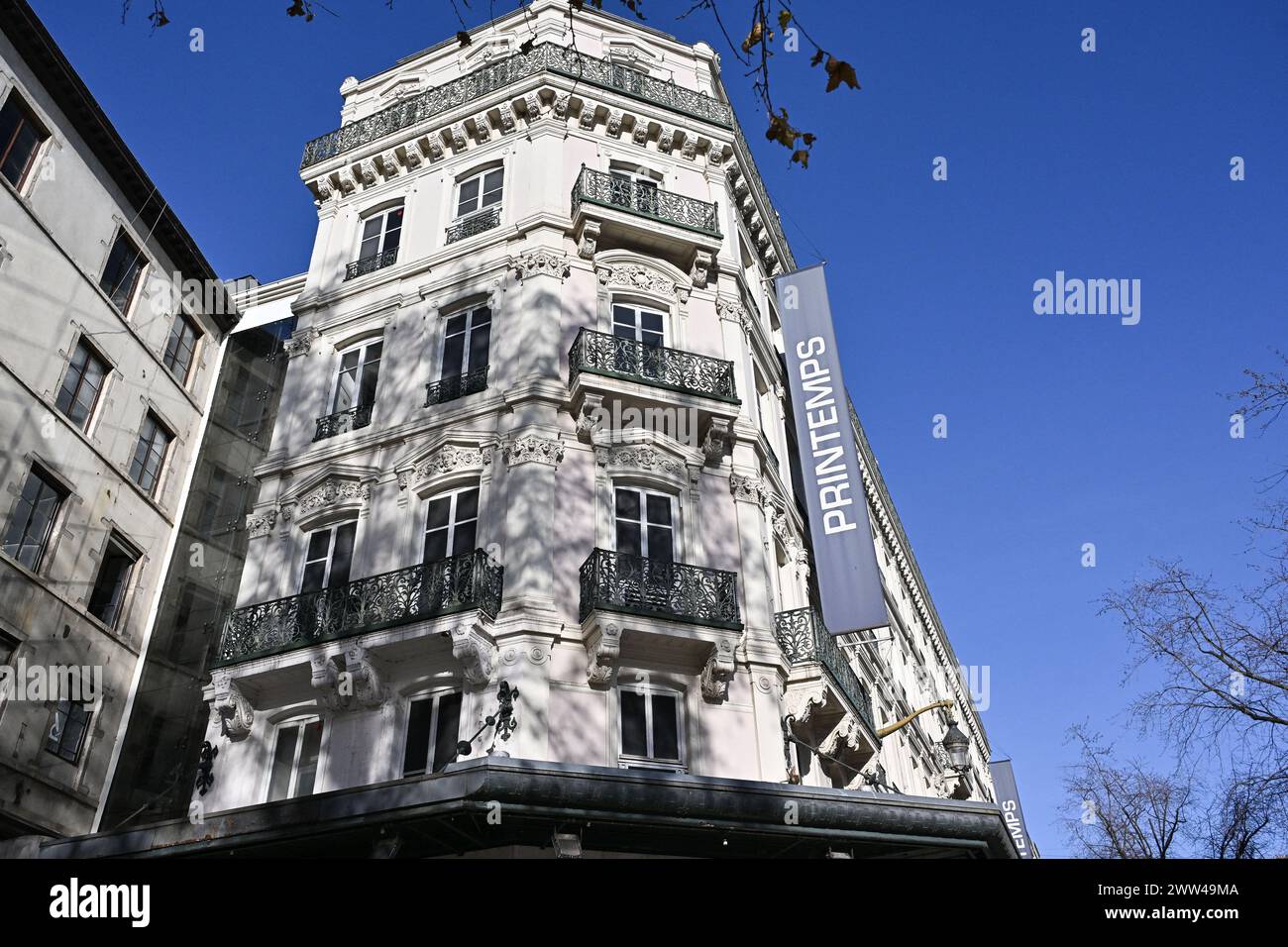 Printemps Illustration of commercial signs and shops in Lyon, France on ...