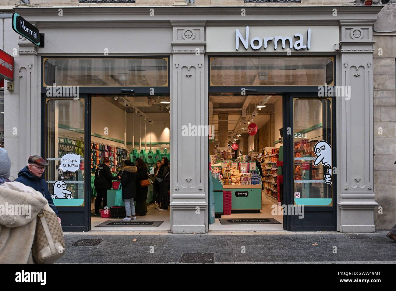 Normal Illustration of commercial signs and shops in Lyon, France on ...