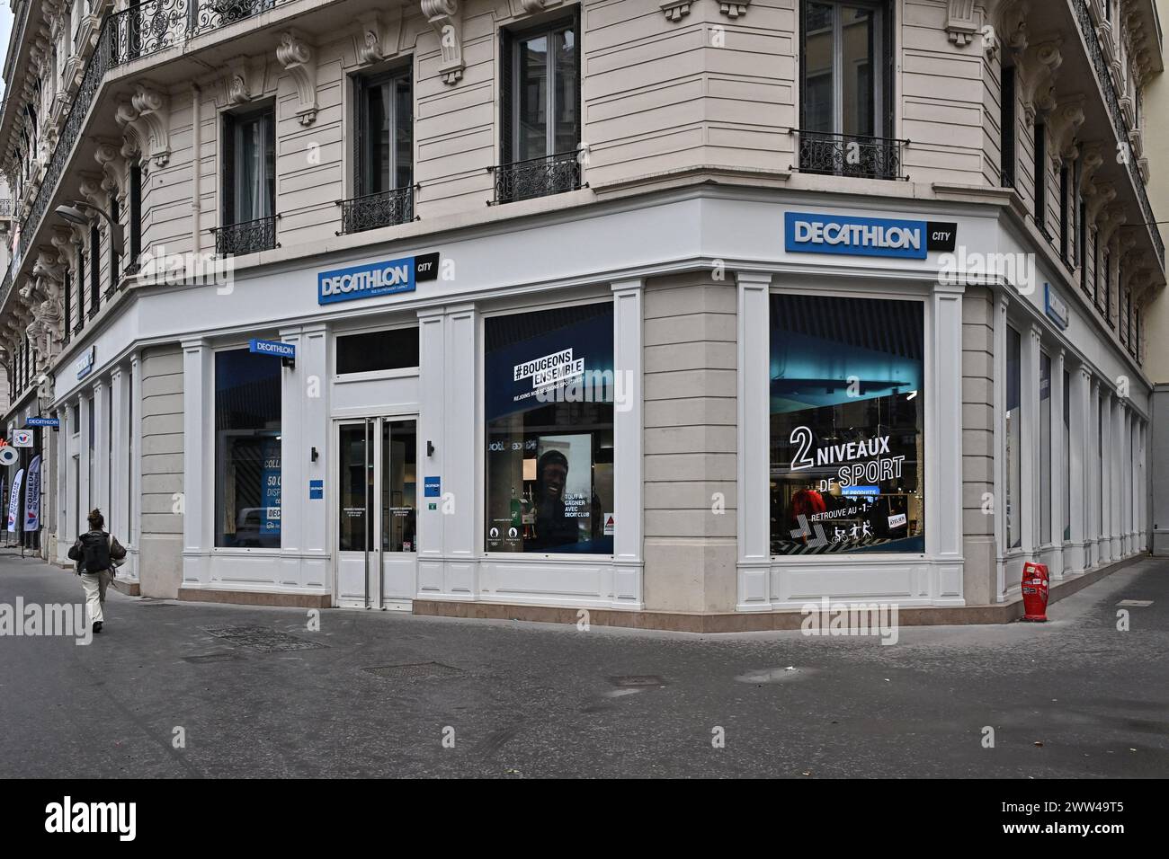 Decathlon City Illustration of commercial signs and shops in Lyon ...