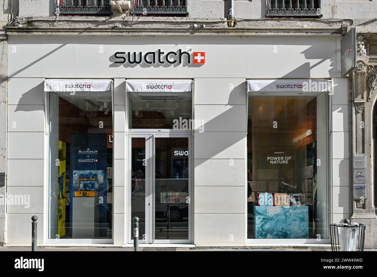 Swatch Illustration of commercial signs and shops in Lyon, France on ...