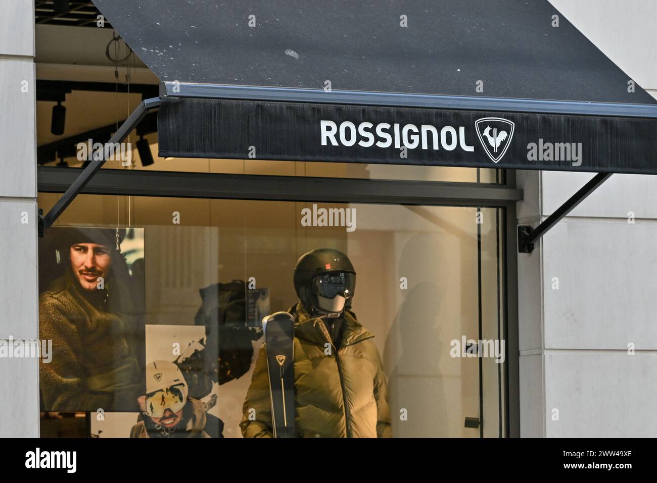 Rossignol Illustration of commercial signs and shops in Lyon, France on February 16, 2024. Photo ...