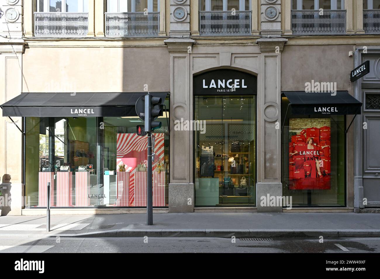 Lancel Illustration of commercial signs and shops in Lyon, France on ...