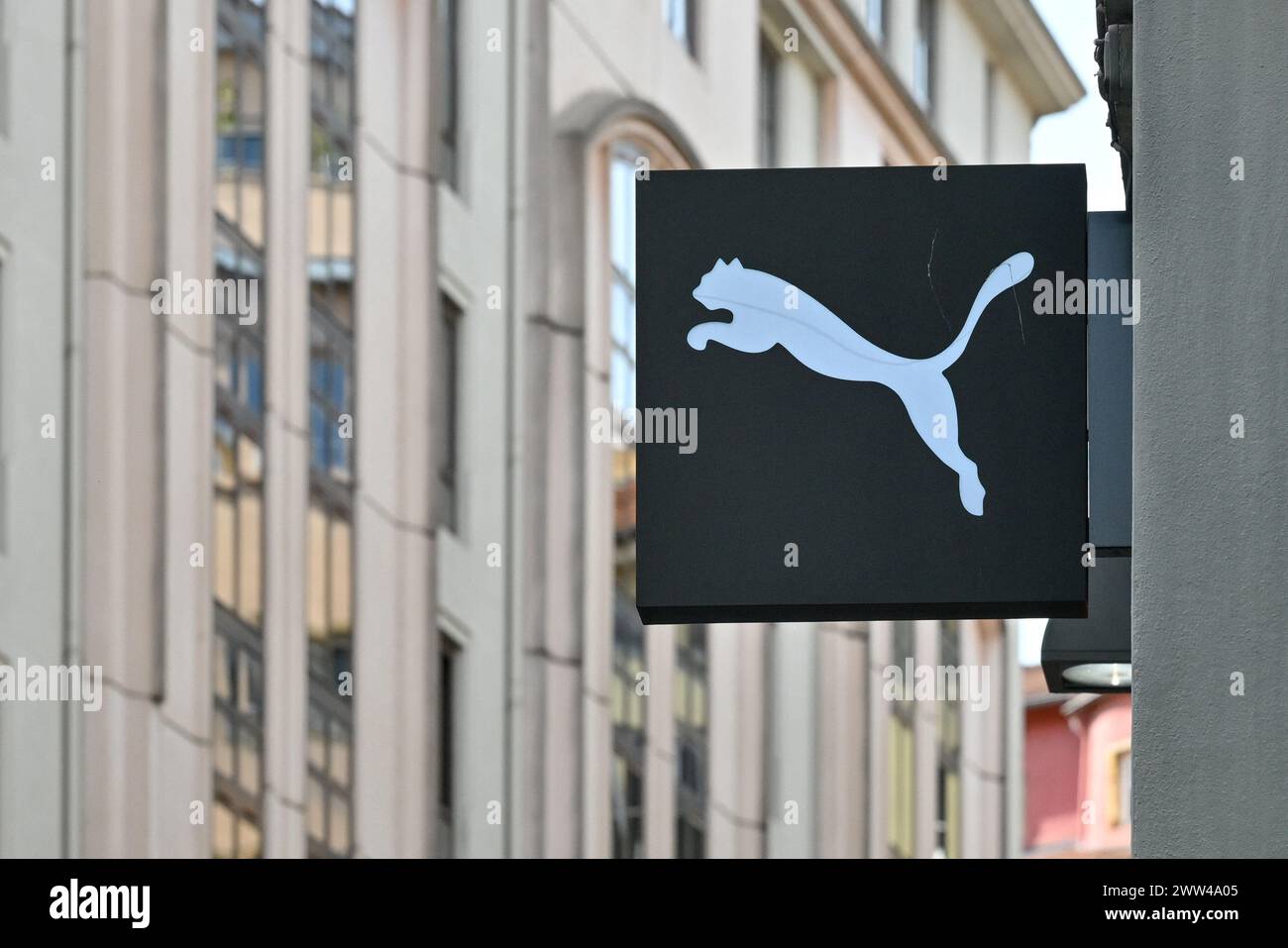 Lyon, France. 16th Feb, 2024. Puma Illustration of commercial signs and ...