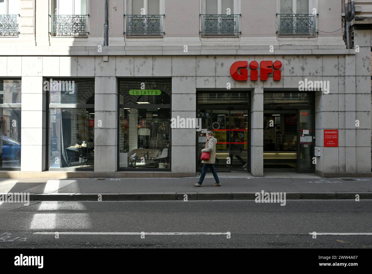 Lyon, France. 16th Feb, 2024. GiFi Illustration of commercial signs and ...