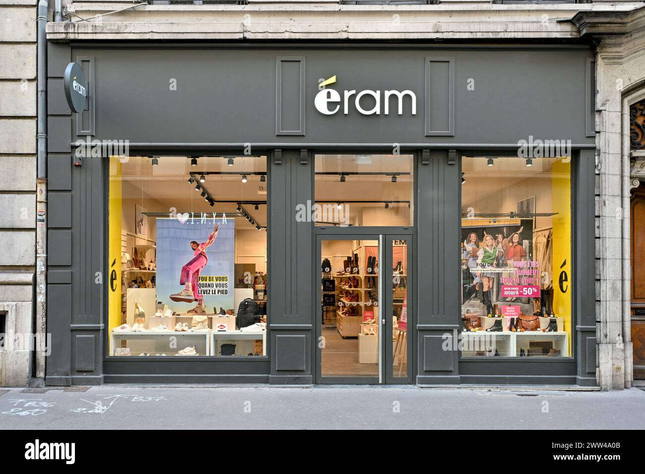 Lyon, France. 16th Feb, 2024. Eram Illustration of commercial signs and ...
