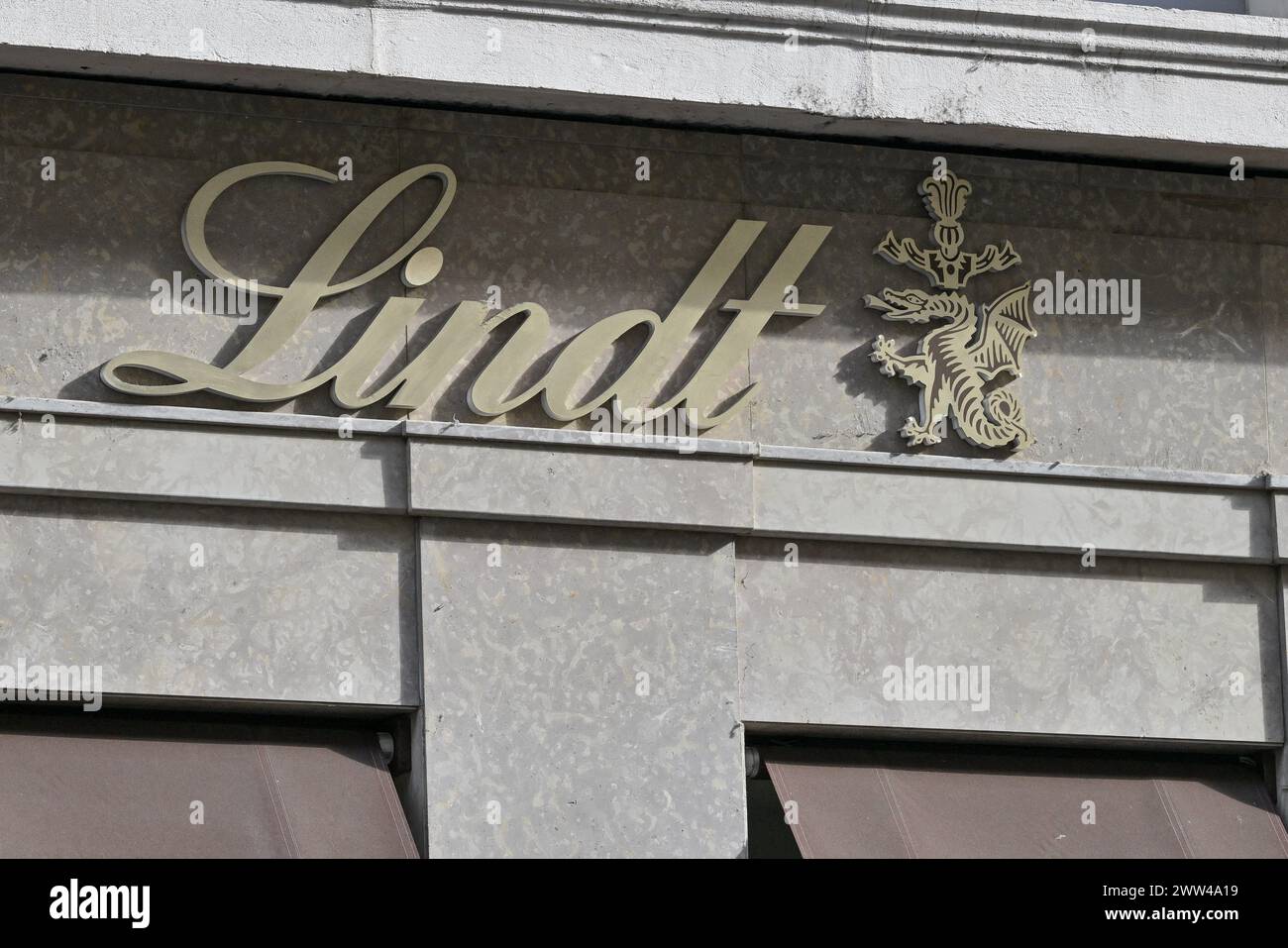 Lyon, France. 16th Feb, 2024. Lindt Illustration of commercial signs ...
