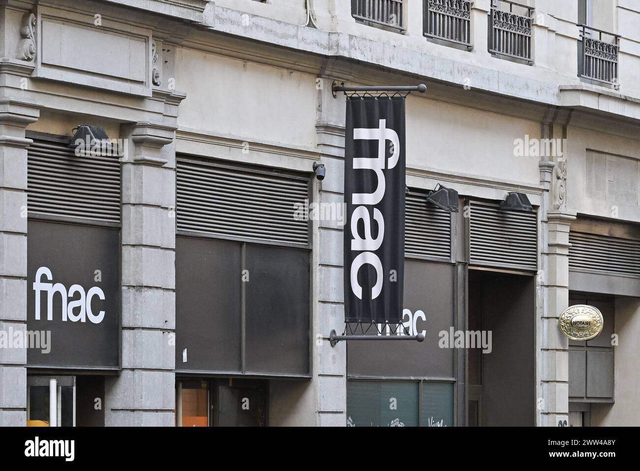 Fnac Illustration of commercial signs and shops in Lyon, France on ...