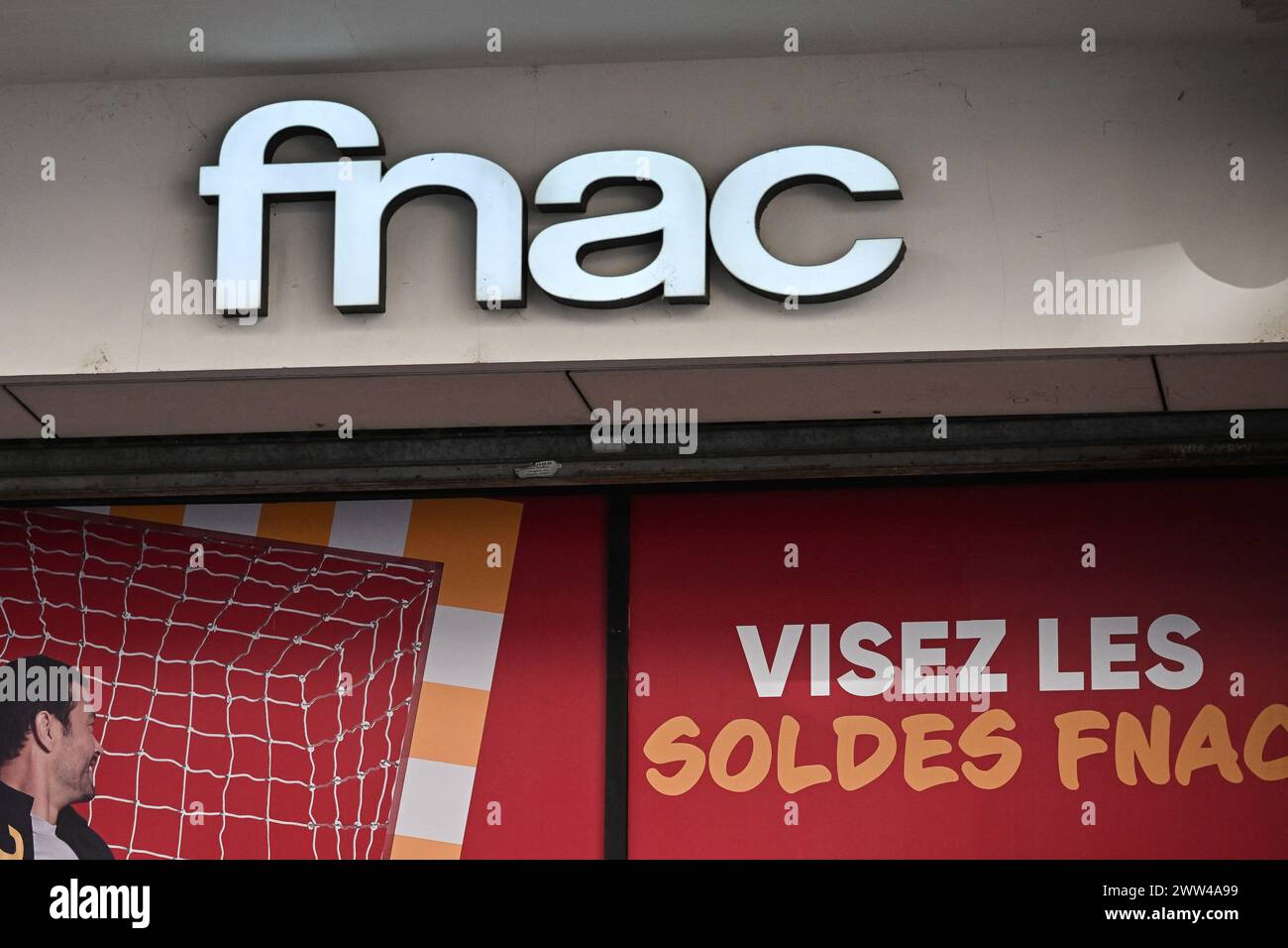 Fnac Illustration of commercial signs and shops in Lyon, France on ...