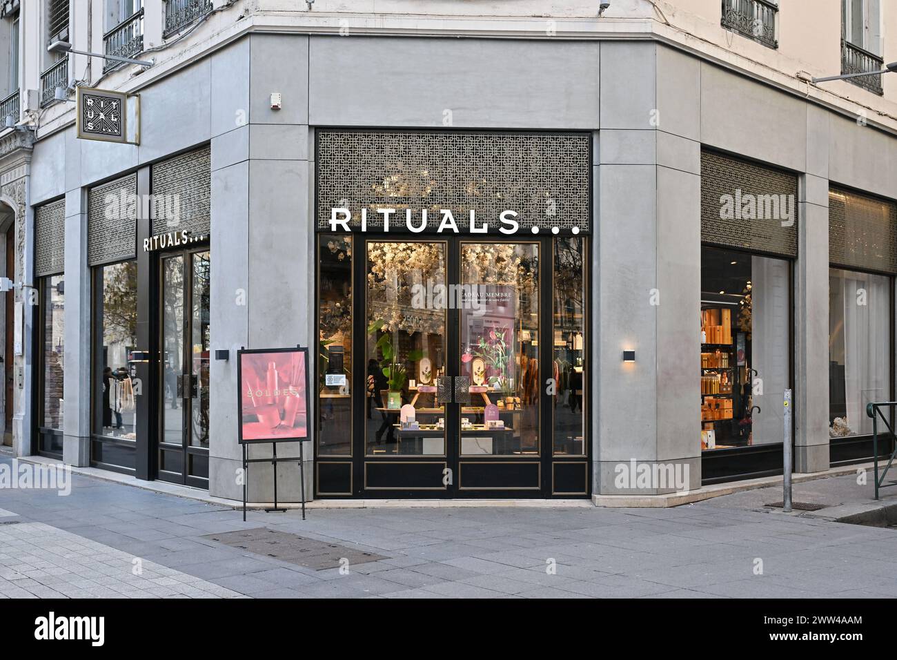 Rituals Illustration of commercial signs and shops in Lyon, France on ...