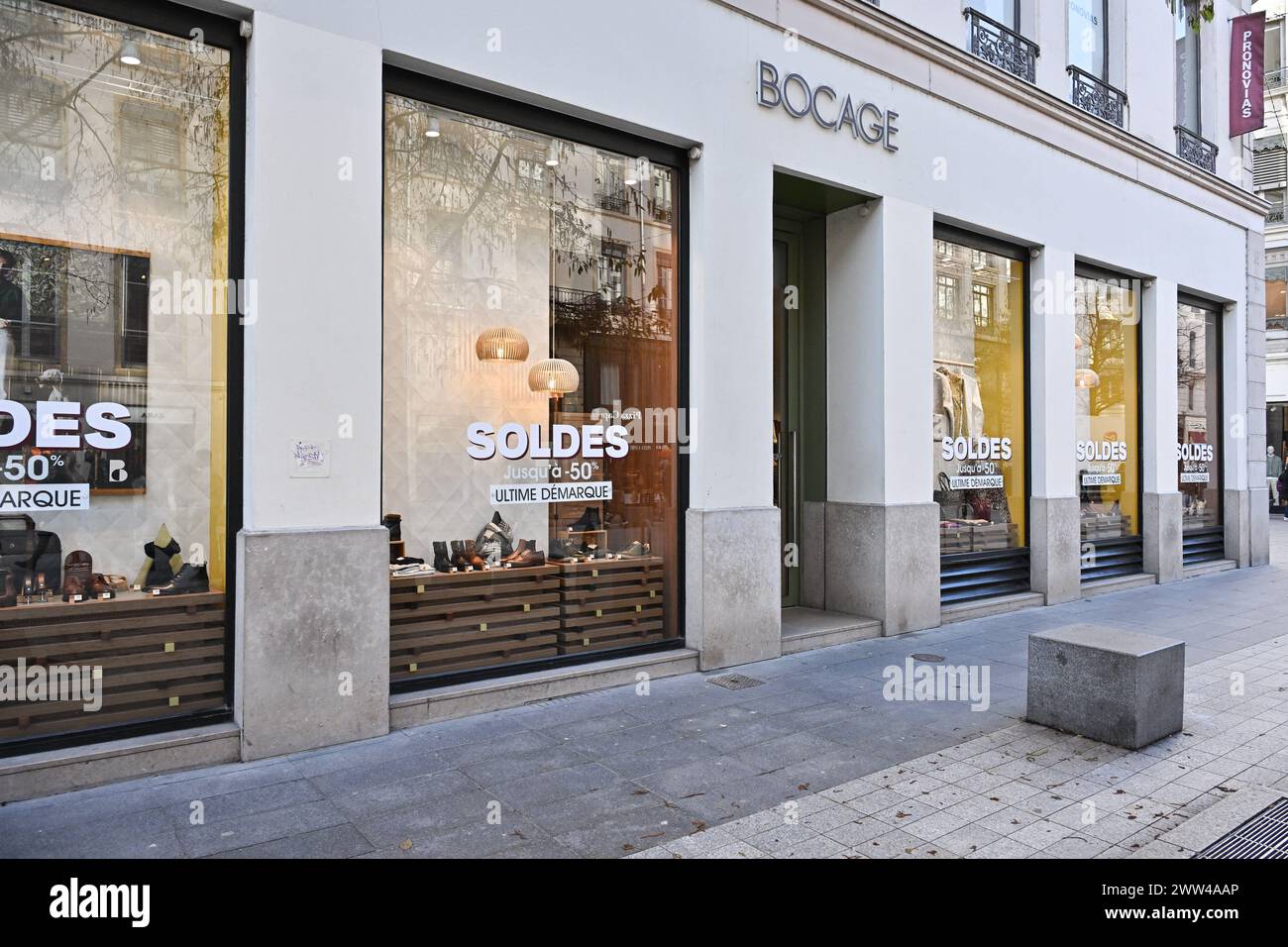 Bocage Illustration of commercial signs and shops in Lyon, France on ...