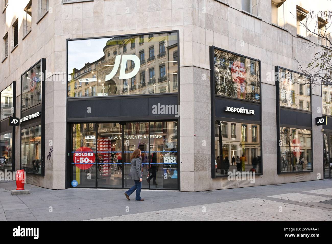 JD Sports Illustration of commercial signs and shops in Lyon, France on ...